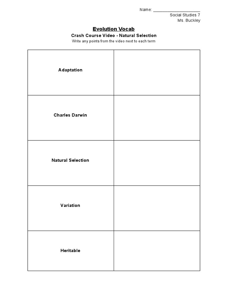 Evolution Vocab | PDF