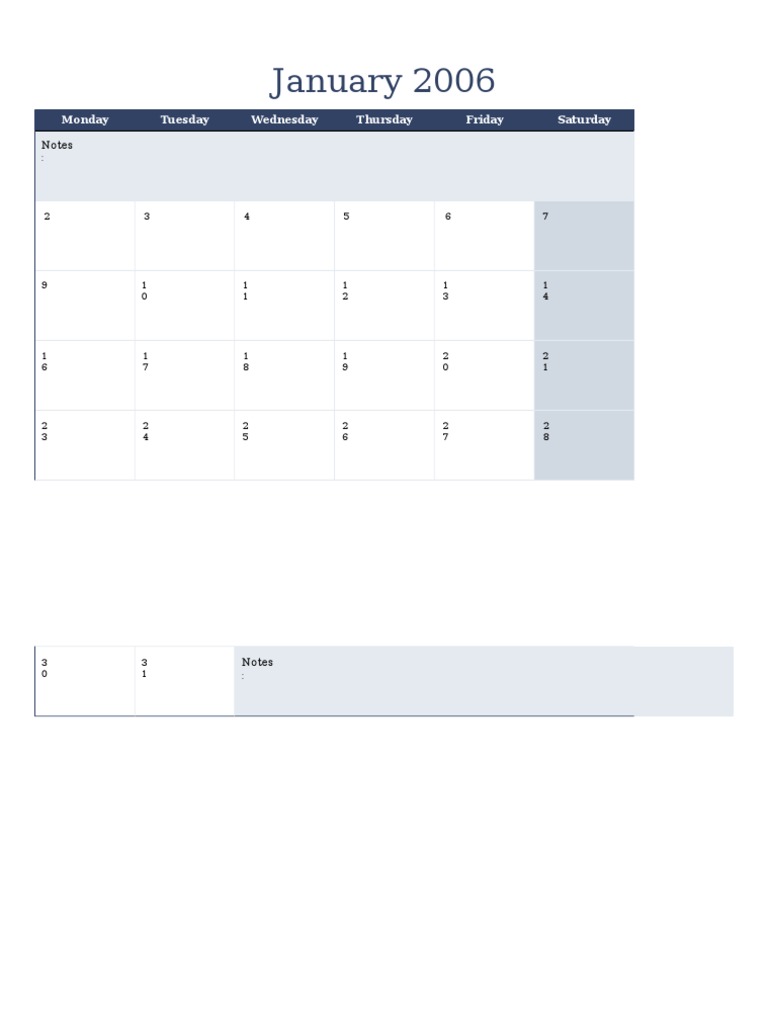 2006 Monthly Calendar Overview | PDF | Sports | Leisure