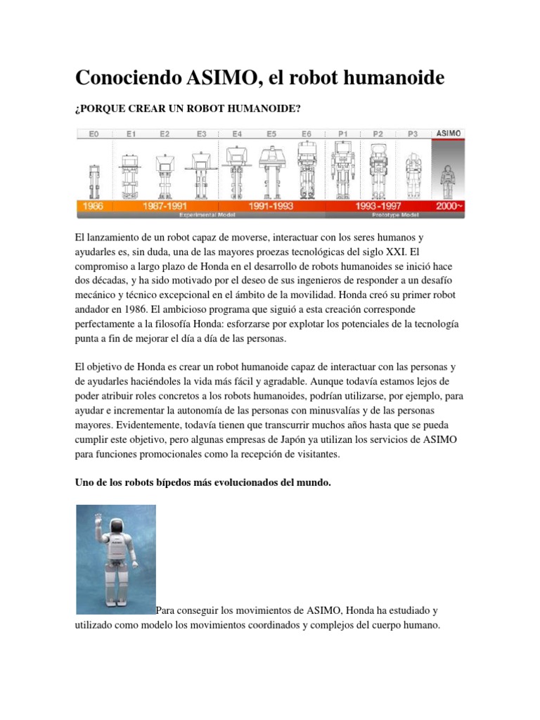 Conociendo ASIMO | PDF | Robot | Robótica