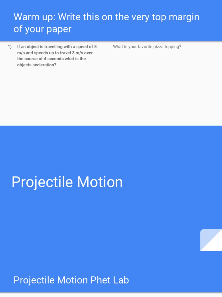 9 18 Projectile Motion Introduction | PDF | Teaching Methods & Materials