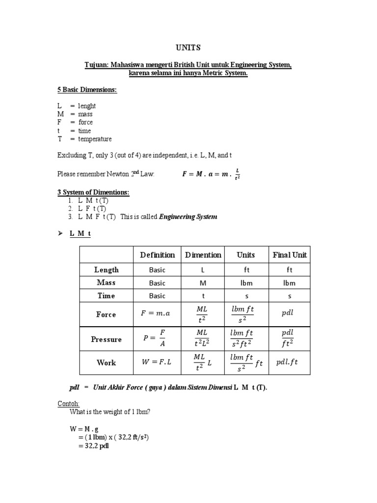 Units: Dimention Units Final Unit | PDF