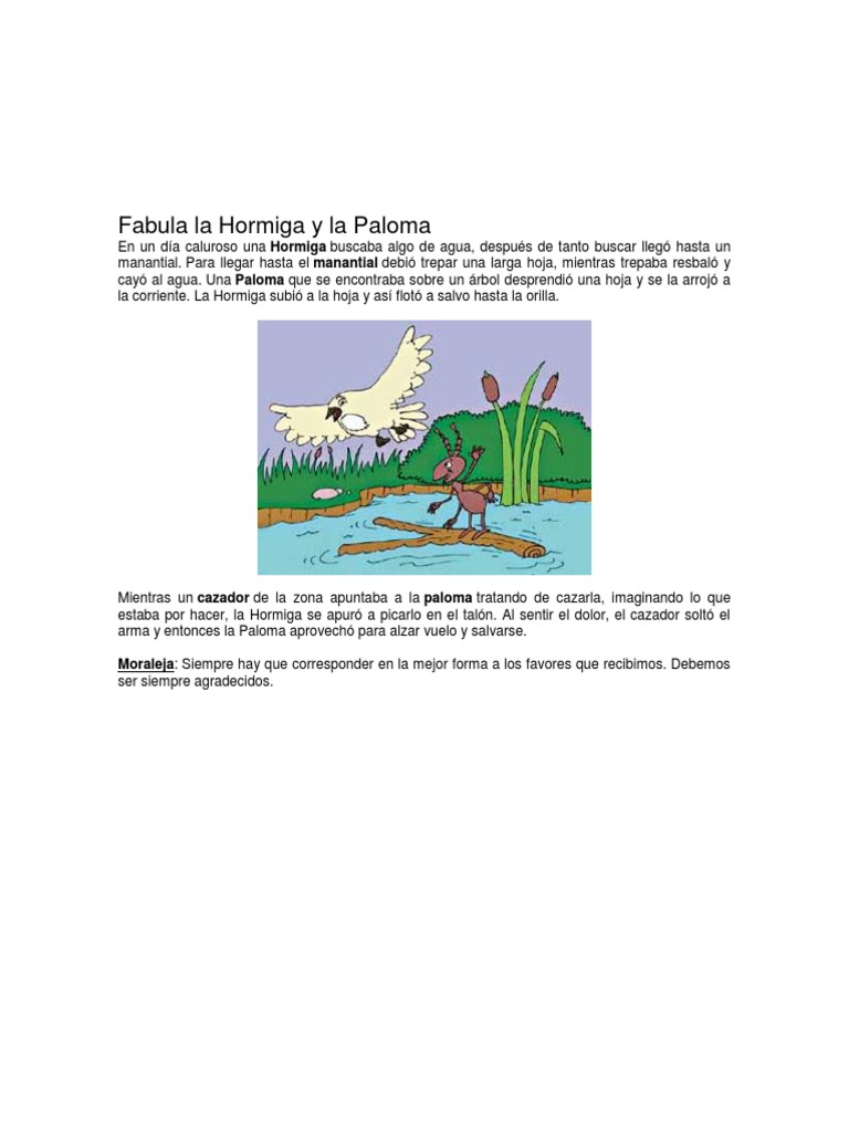 Fabula La Hormiga y La Paloma | PDF
