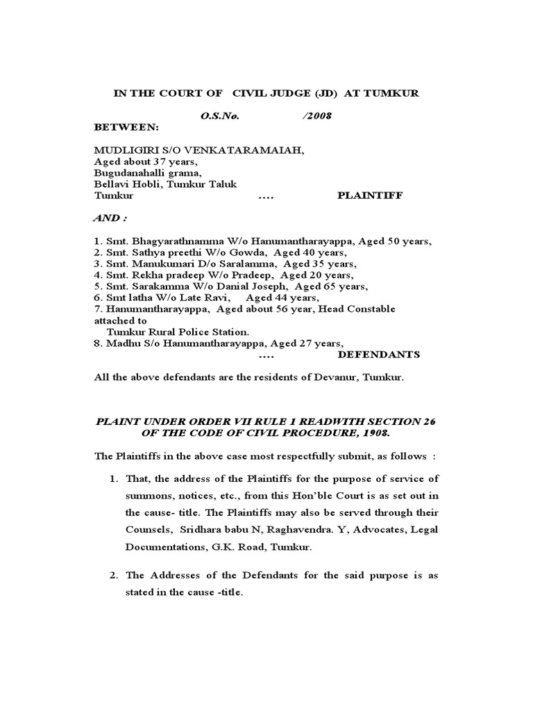 MODEL PLAINT OVER INJUNCTION SUIT | Business | Computing And ...