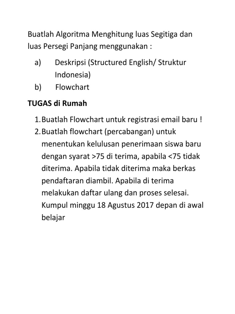 Buatlah Algoritma Menghitung Luas Segitiga Dan Luas Persegi Panjang ...