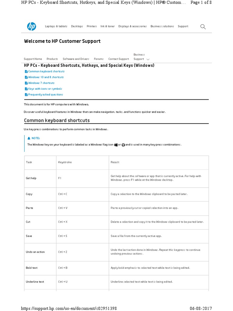 hp | Keyboard Shortcut | Computer Keyboard