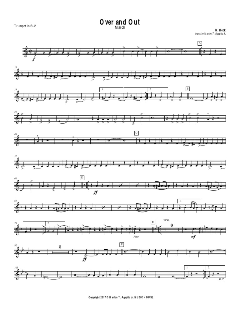 Finale 2009 - (Over and Out March - R. Beck - Trumpet in BB 2 | PDF