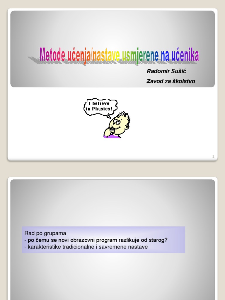 Metode Nastave I Ucenja Usmerene Na Ucenika | PDF