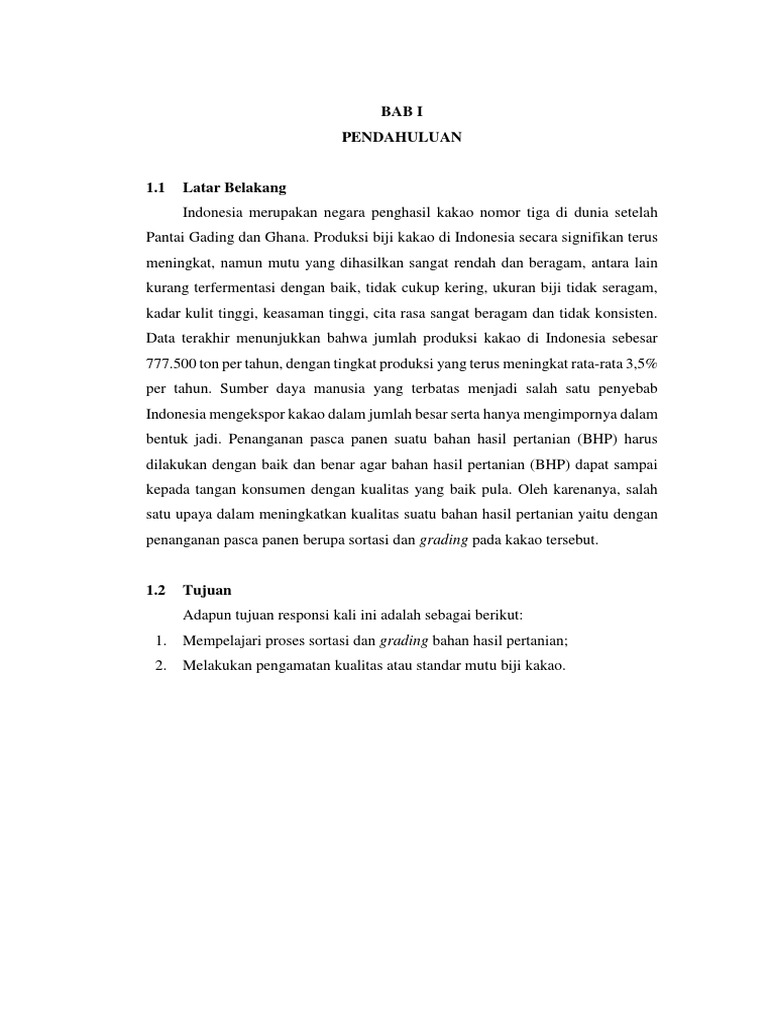 Sortasi dan Grading Biji Kakao di Indonesia | PDF | Sains & Matematika ...