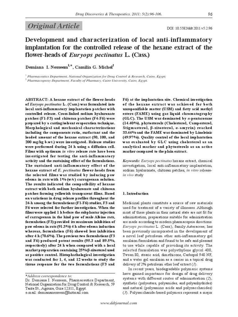 Hexane Extract | PDF | Inflammation | Pharmaceutical Drug