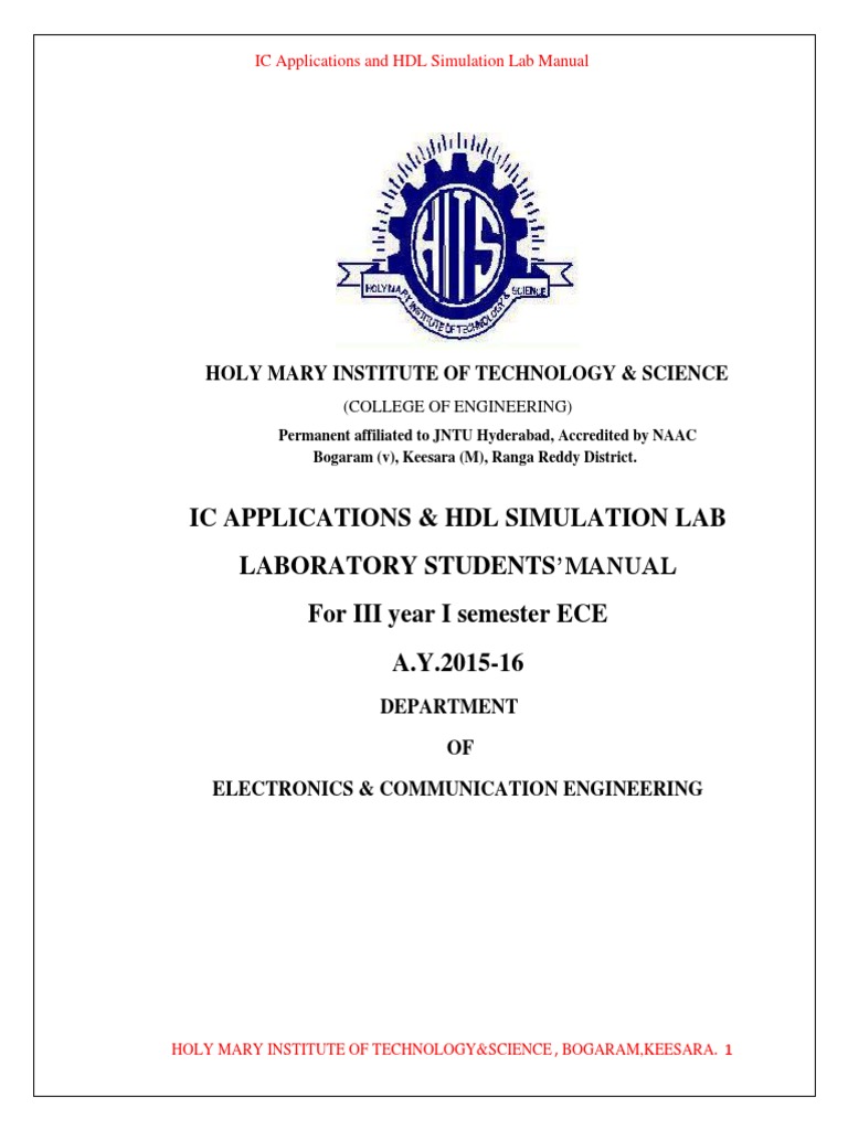 IC HDL Lab Manual | PDF | Electronic Filter | Operational Amplifier