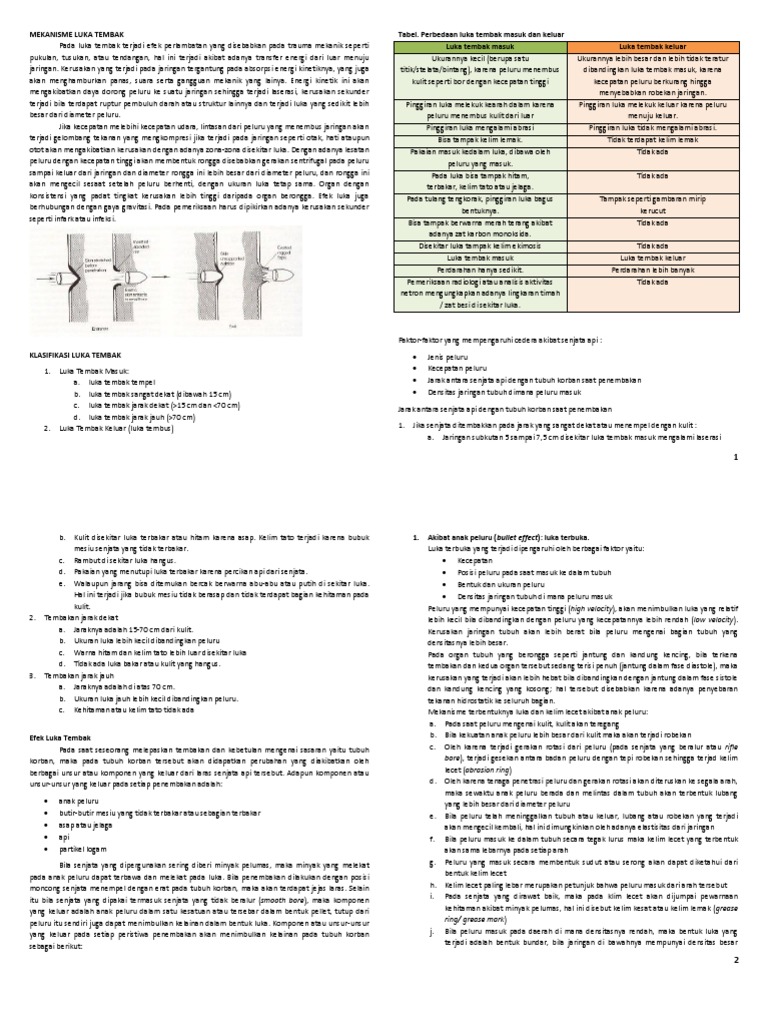 Mekanisme dan Klasifikasi Luka Tembak | PDF