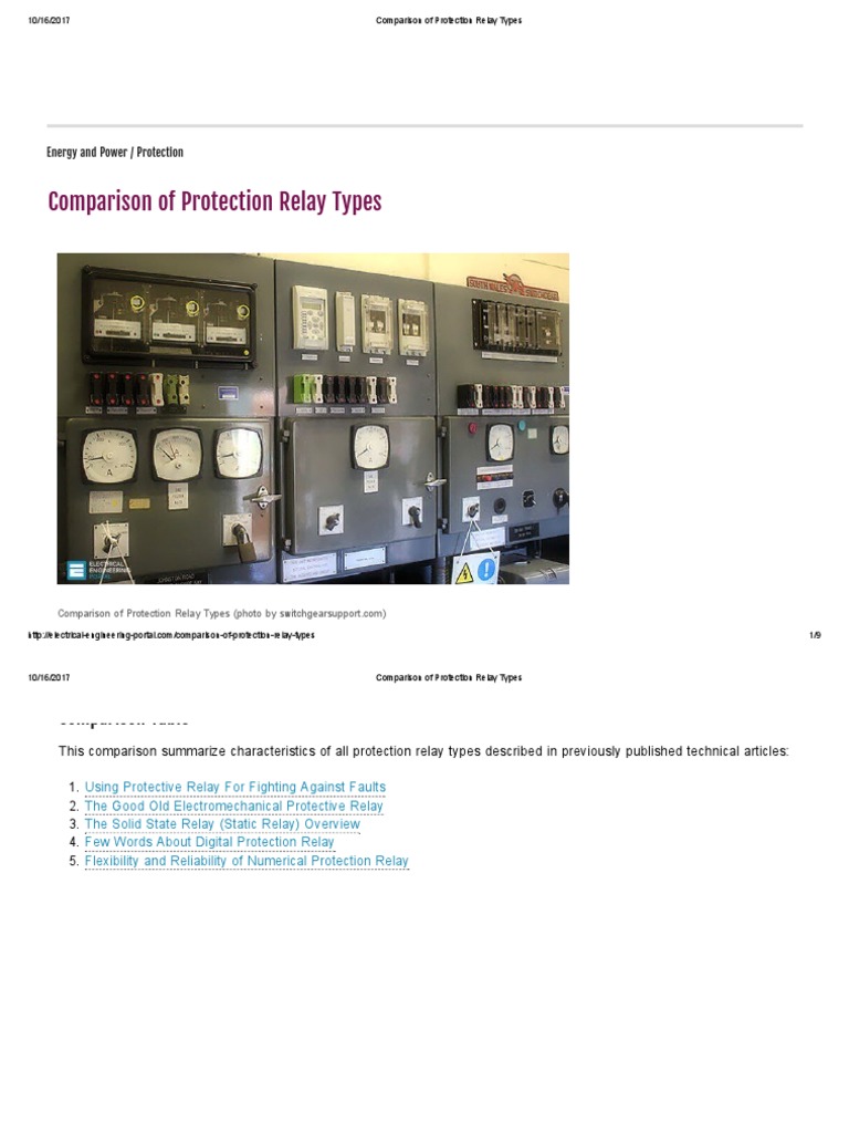 Comparison of CT Burden of Protection Relay Types | PDF | Relay ...