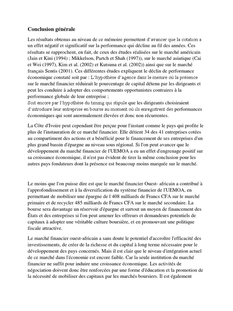 Impact de la cotation sur la performance économique | PDF | Bourse des ...