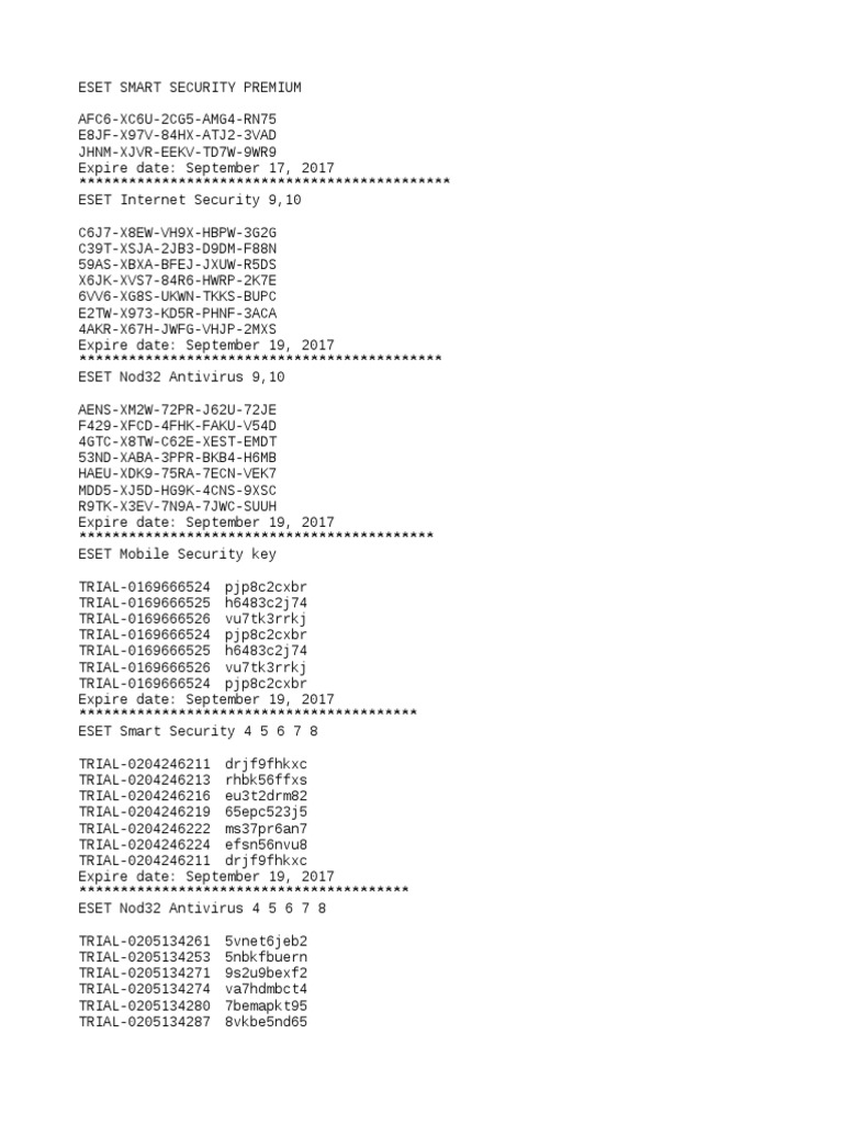 Eset License Keys All | PDF