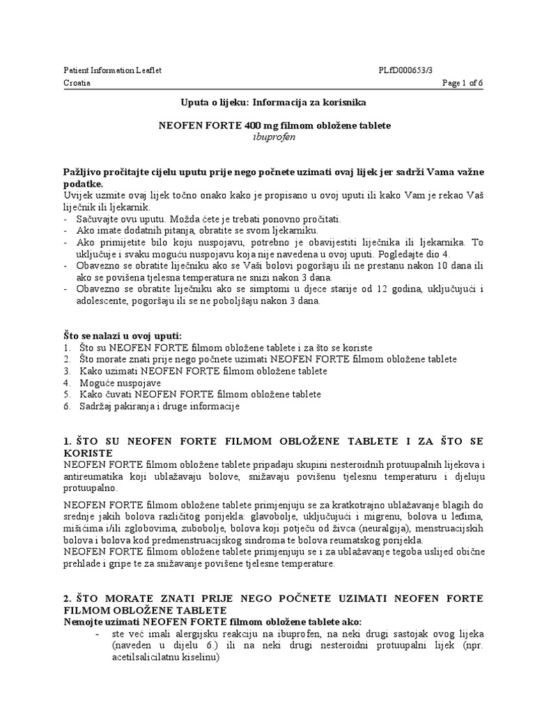 Products Neofen Forte Film Tablete U 1430203311 | PDF