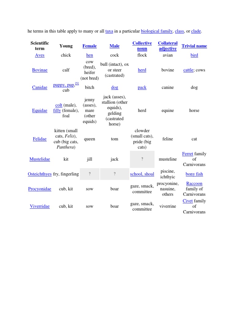 Scientific Term Young: Taxa Biological Family Class Clade | PDF ...