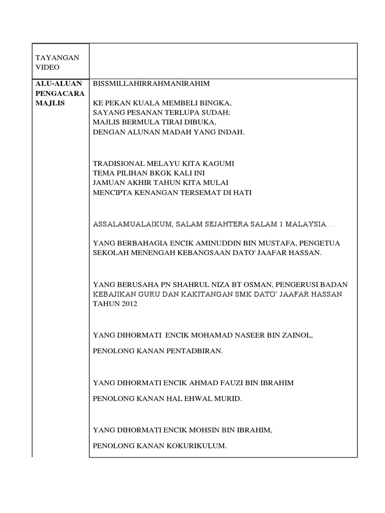Contoh Skrip Juruacara Makan Malam 1 | PDF