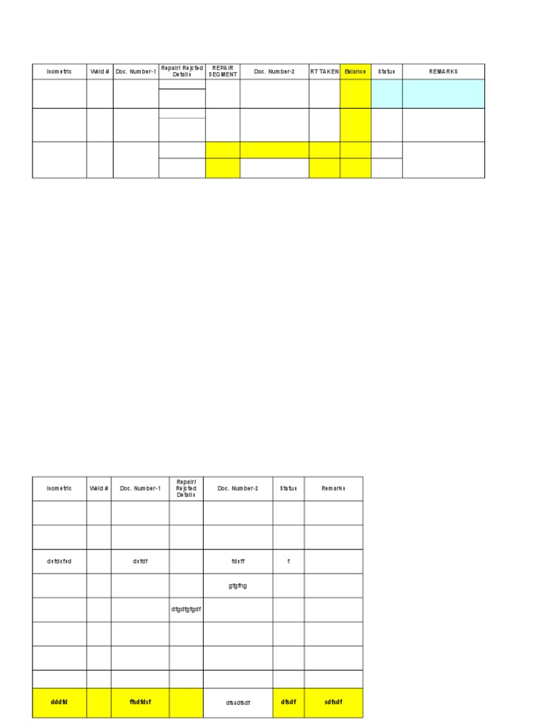 Analysis of welding inspection records and repair documentation for ...