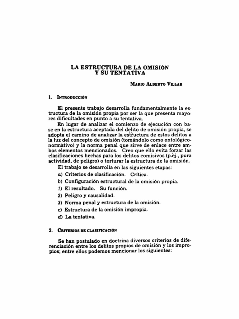 La Estructura de La Omision y Su Tentativa | Derecho penal | Delito