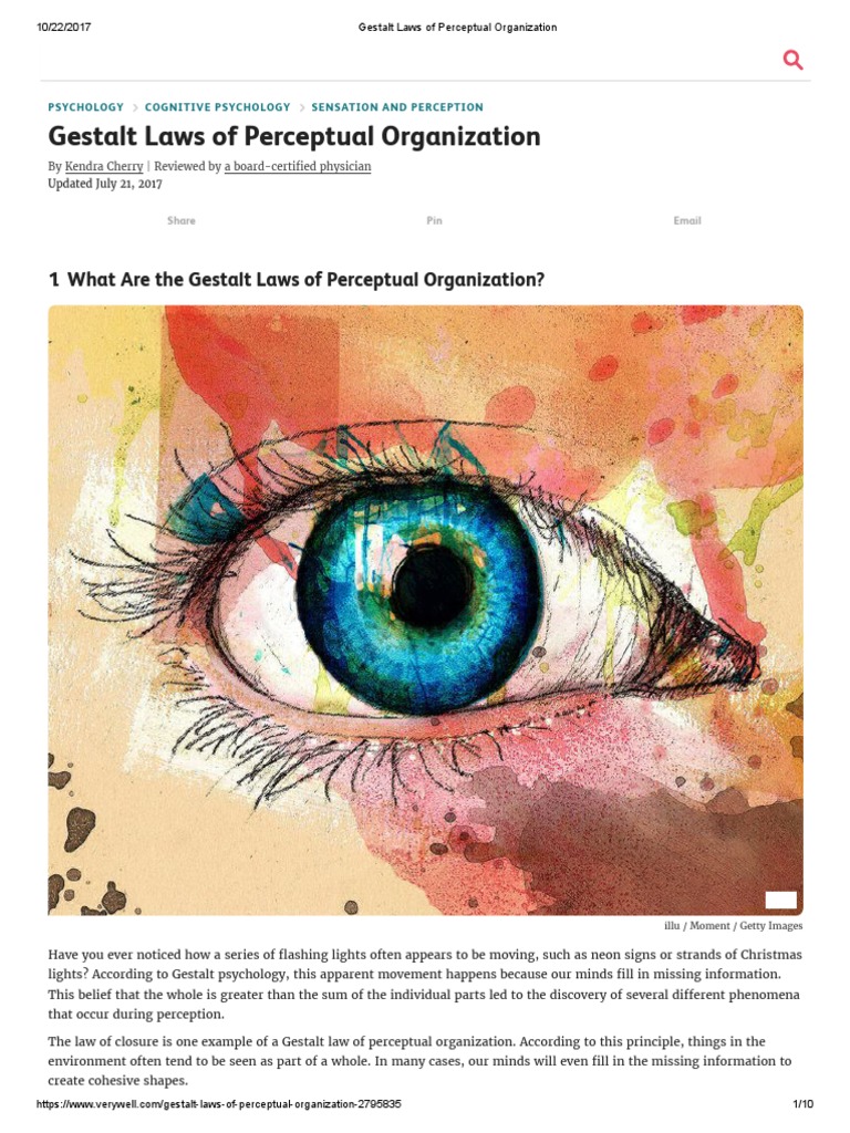 Gestalt Laws Of Perceptual Organization Pdf Perception