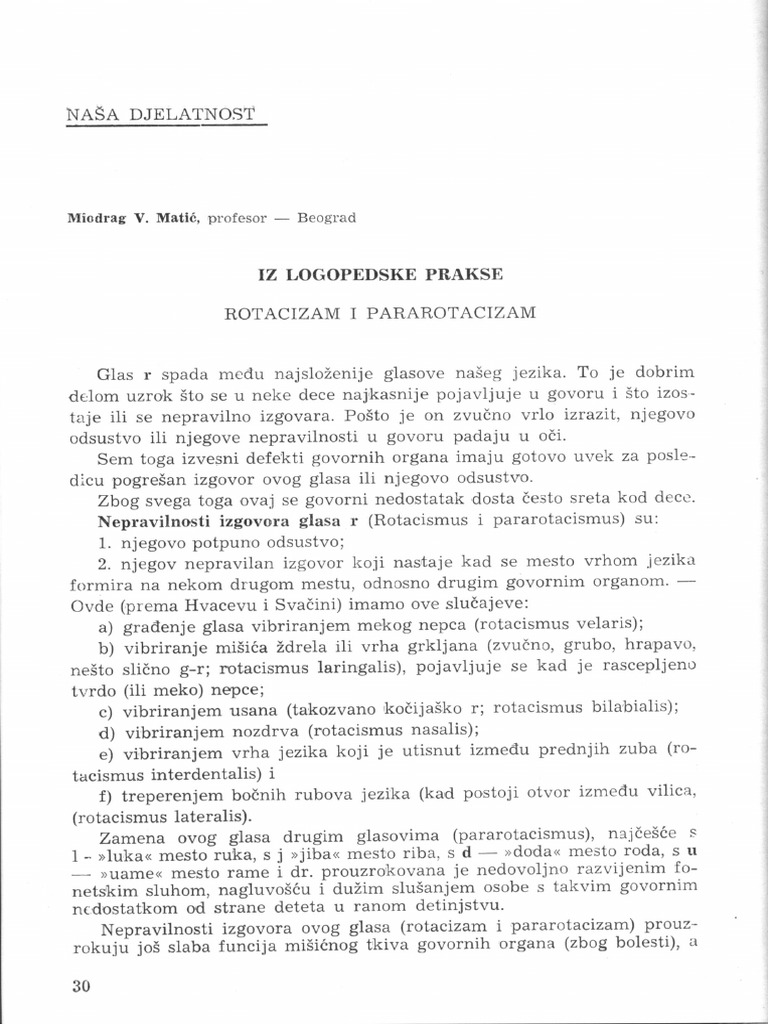 Miodrag V Matic Iz Logopedske Prakse PDF | PDF