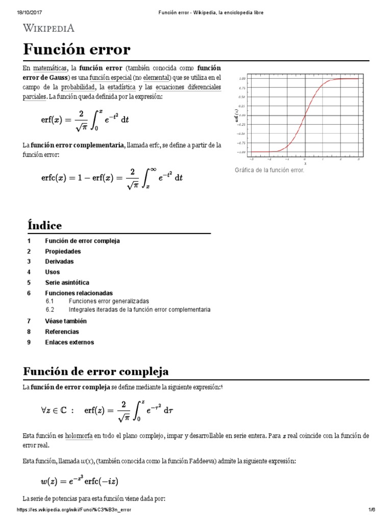 Función Error - Wikipedia, La Enciclopedia Libre | PDF | Relaciones ...