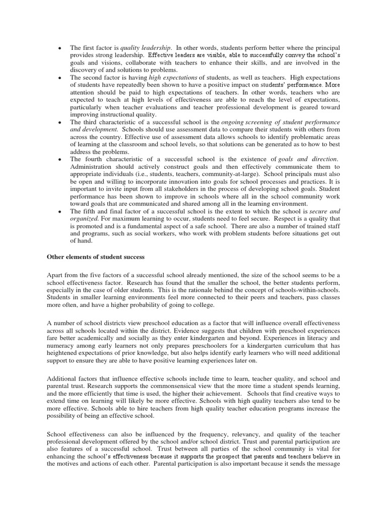 The First Factor Is | PDF | Preschool | Teachers