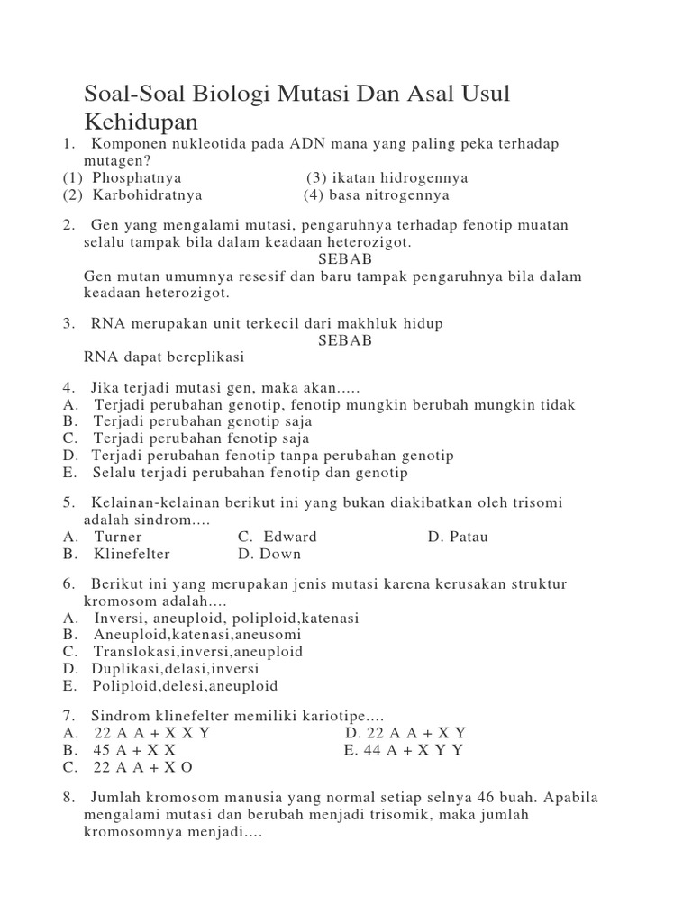 Soal Mutasi | PDF