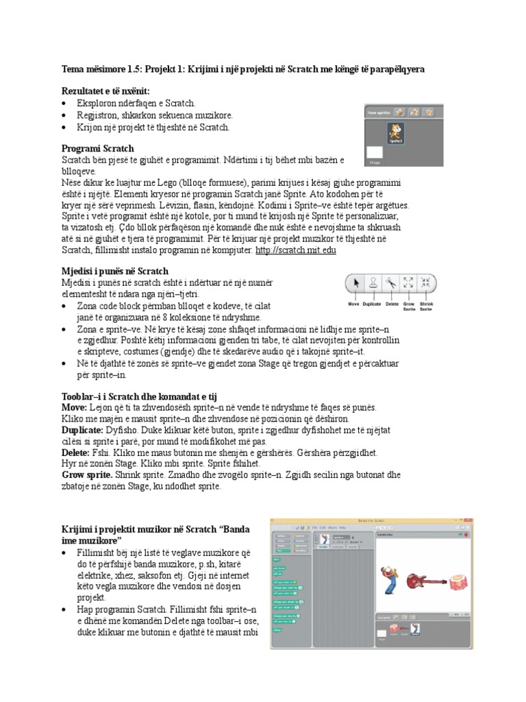 1.5. Krijimi I Një Projekti Në Scratch Me Këngë Të Parapëlqyera | PDF