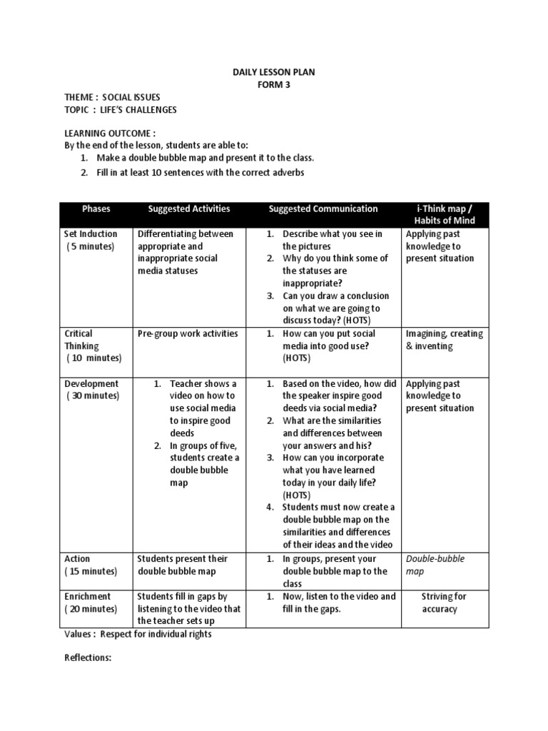 RPH Form 3 | PDF | Lesson Plan | Pedagogy