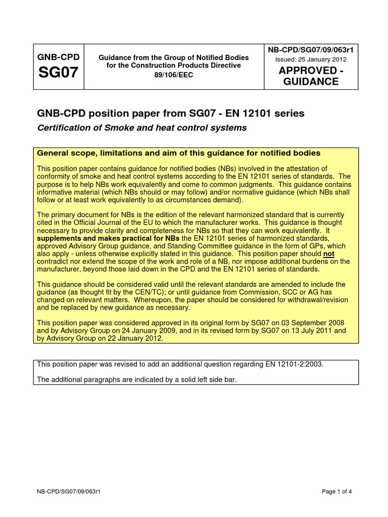 Guidance on EN 12101 Standards Compliance | PDF | Government ...