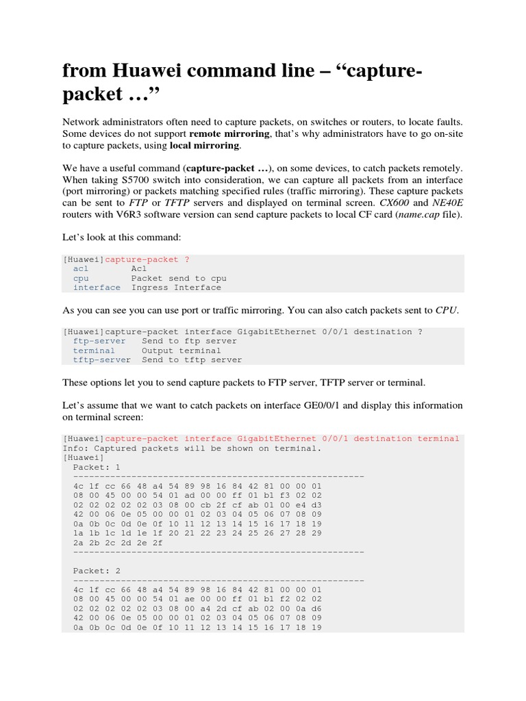 From Huawei Command Line E28093 E2809ccapture Packet E280a6e2809d | PDF ...
