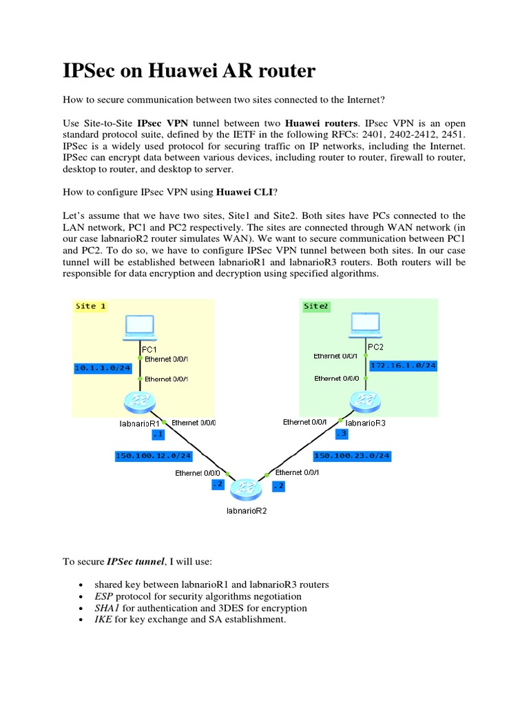 Ipsec On Huawei Ar Router PDF | PDF | Router (Computing) | Virtual Private Network