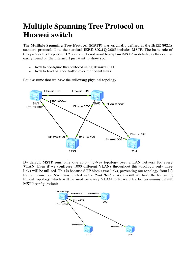 Multiple Spanning Tree Protocol On Huawei Switch PDF | PDF | Computer Standards | Network ...