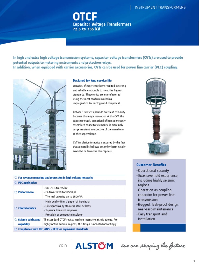 OCTF Capacitor Voltage Transformers PDF | PDF | Capacitor | Transformer