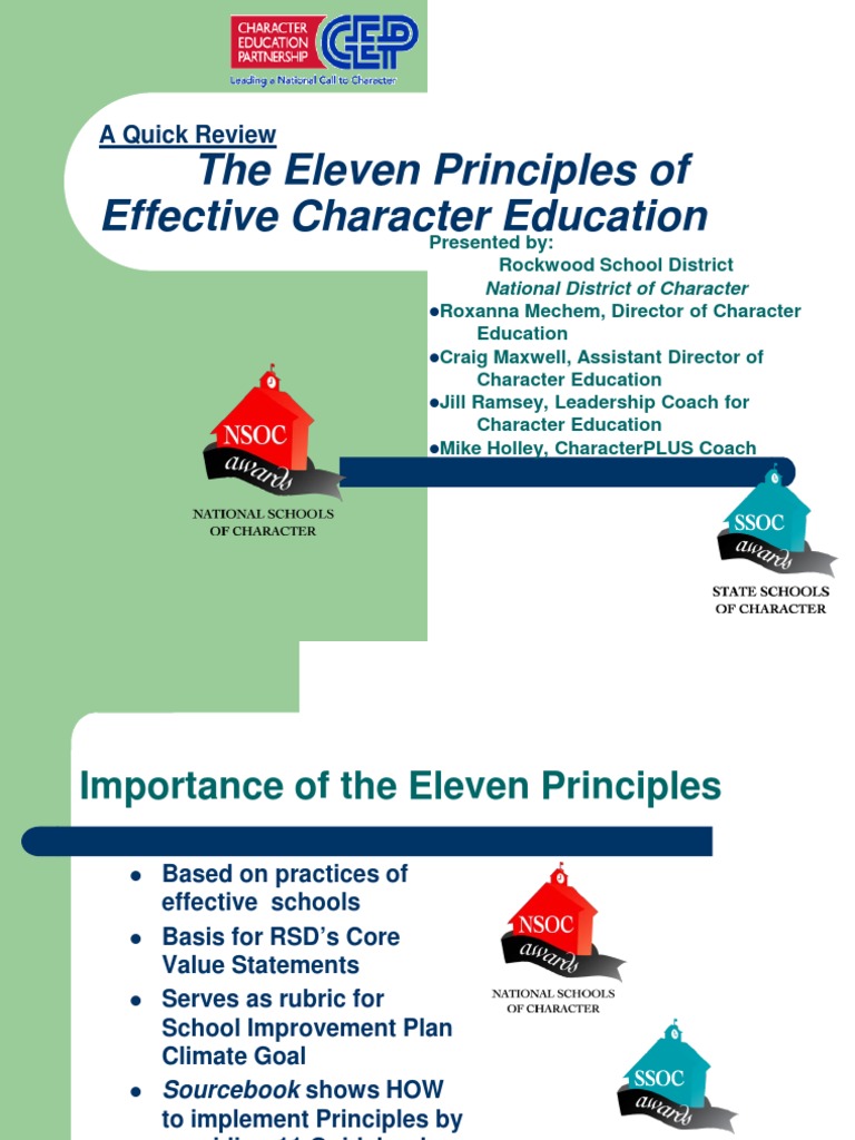 The Eleven Principles of Effective Character Education | PDF | Value ...