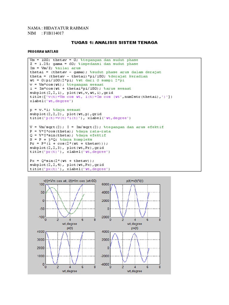 Contoh Program Matlab AST 1 | PDF