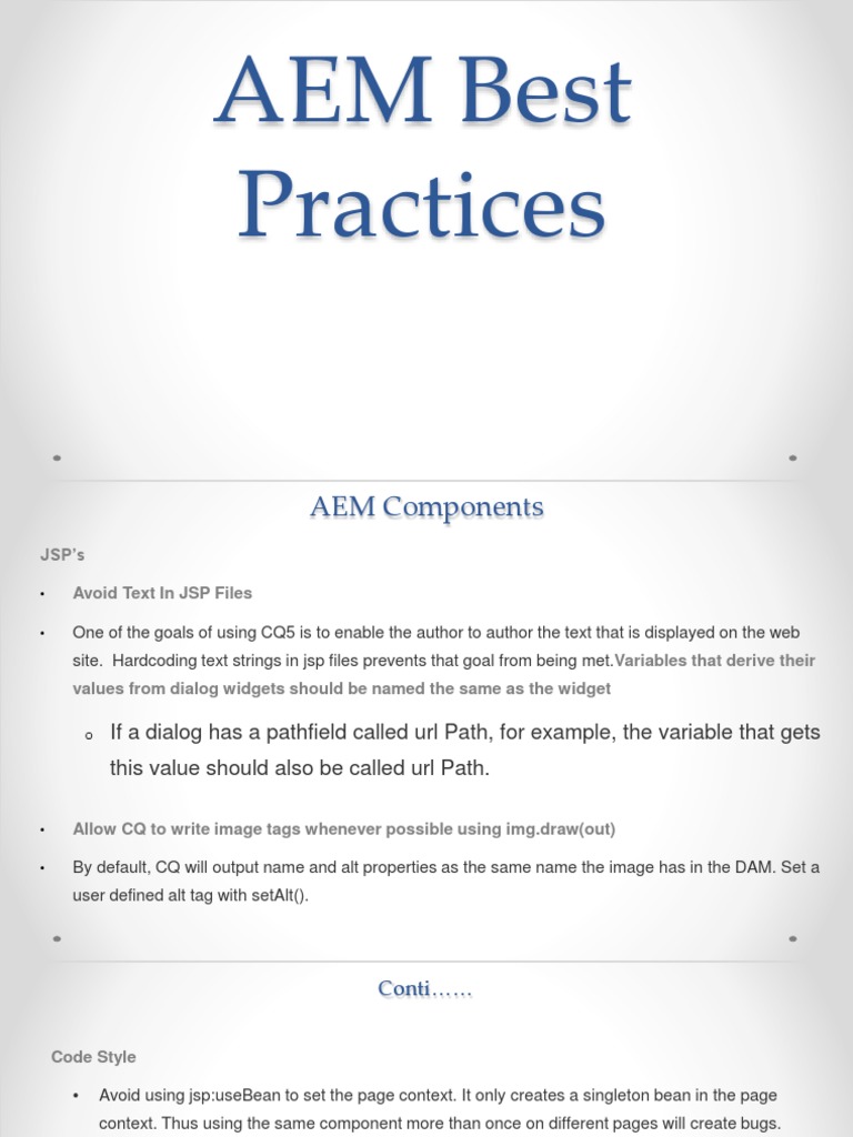 AEM Best Practices | PDF | Cascading Style Sheets | Java Script