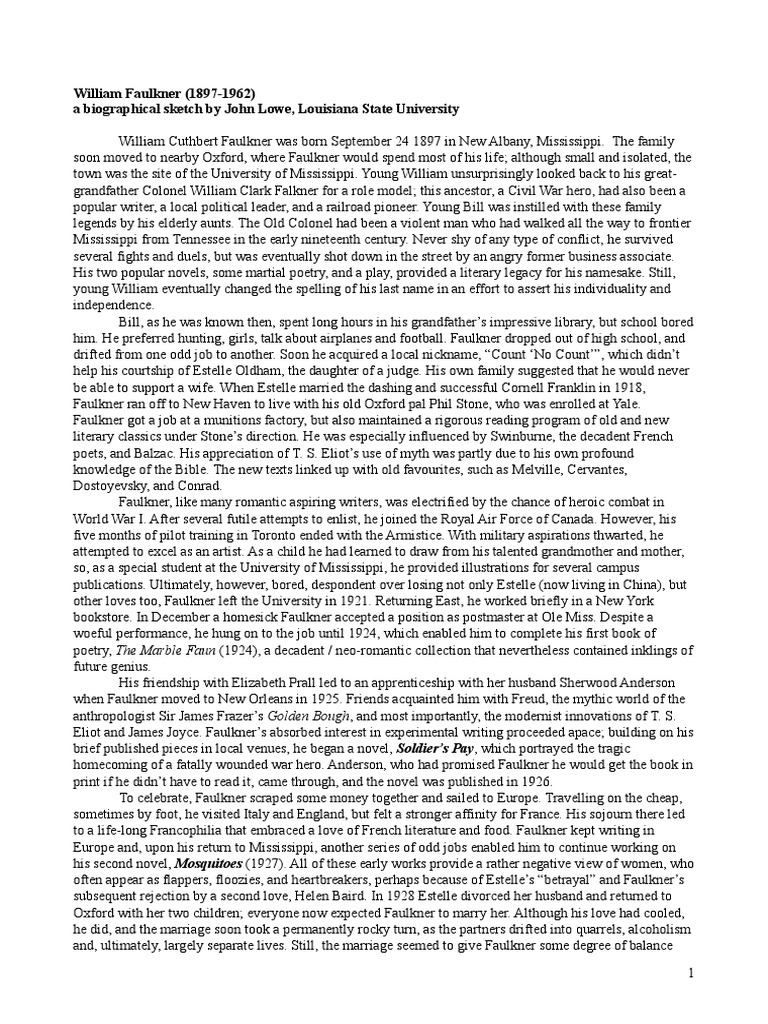 Faulkner's Character Legacy and Influence | PDF | William Faulkner