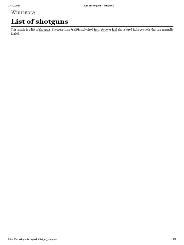 List of Shotguns - Wikipedia | PDF