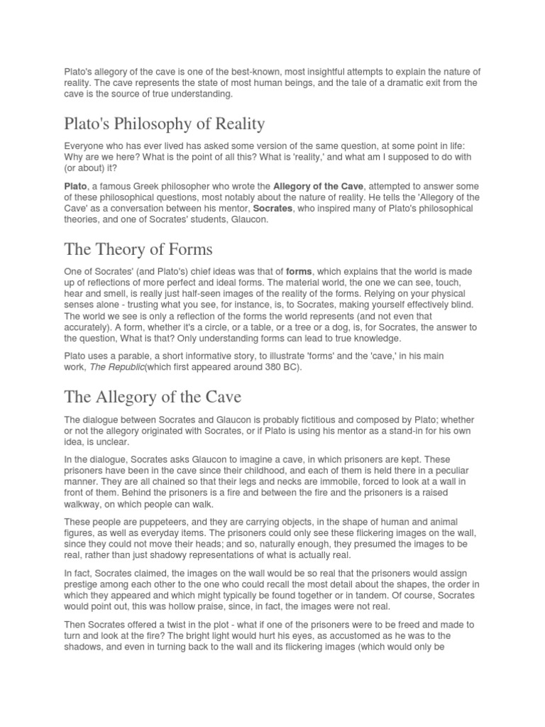 Plato's Philosophy of Reality | PDF | Plato | Socrates