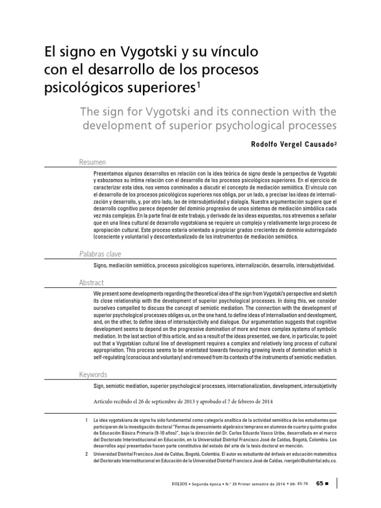 Vygotsky - El Signo en Vygotsky y Su Vinculo Con El Desarrollo de Los ...
