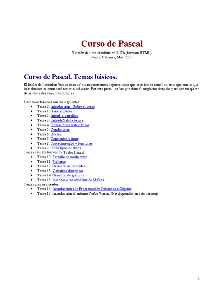 Curso de Pascal | PDF | Lenguaje de programación | Compilador