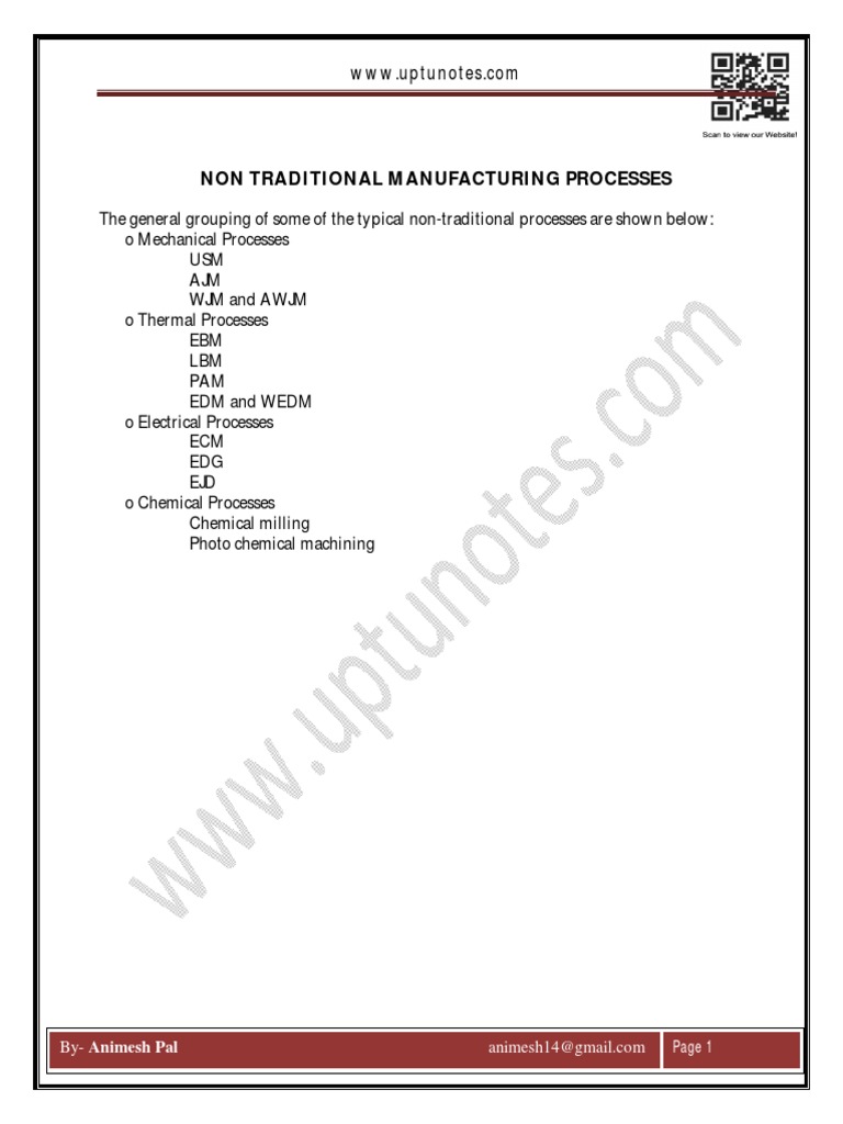Non Traditional Manufacturing Processes | PDF | Machining | Laser