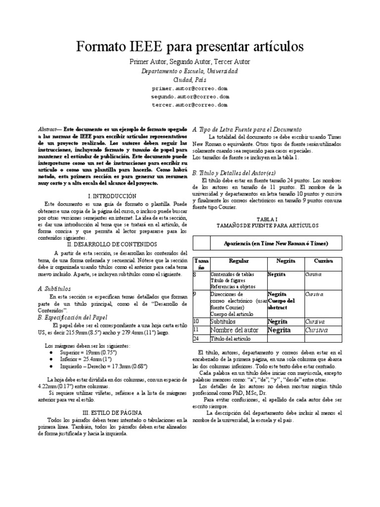 Guía de Formato IEEE para Artículos | PDF | Azul | Red mundial