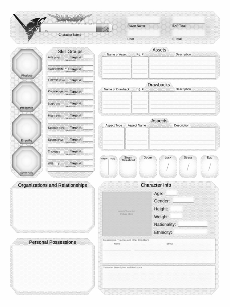 AdEva V3 Beta 04 Character Sheet | PDF