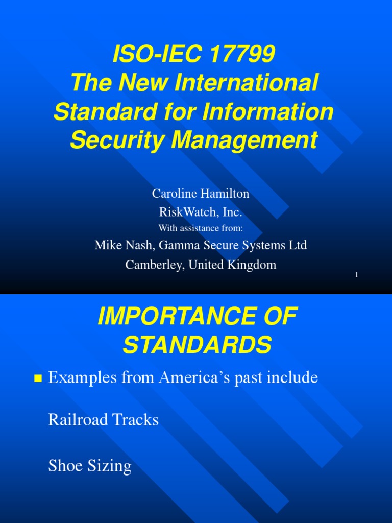 ISO-IEC 17799 The New International Standard For Information Security ...