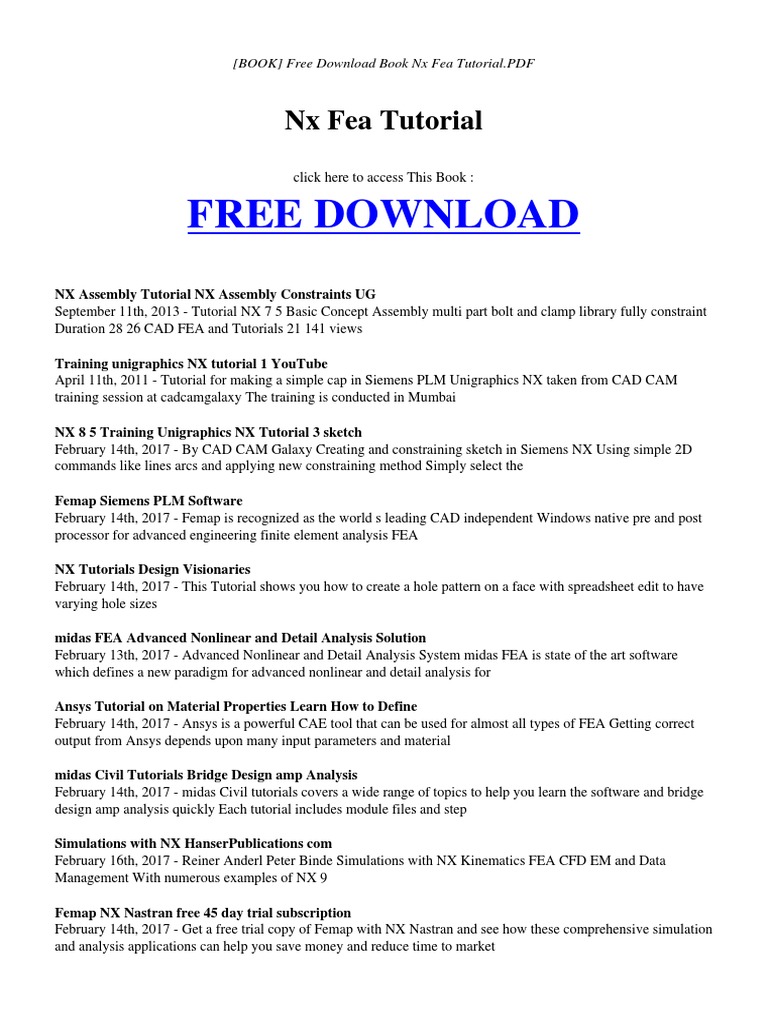 NX Fea Tutorial | PDF | Product Lifecycle | Finite Element Method