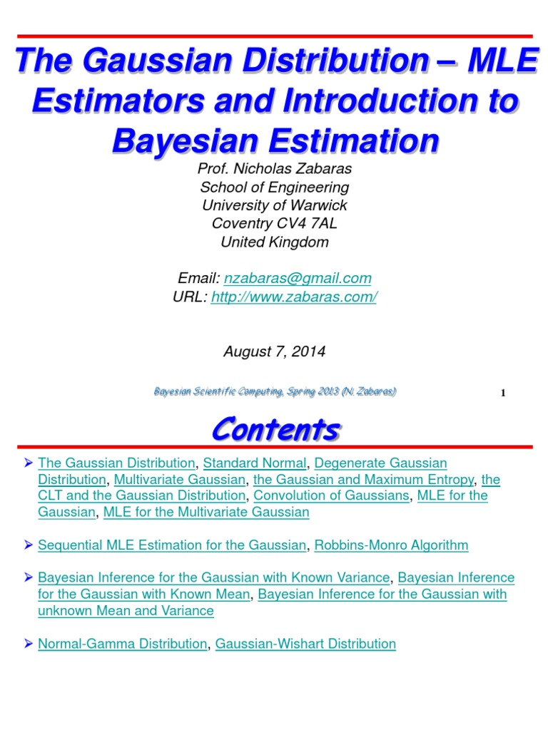 Gaussian MLEstimator | PDF | Normal Distribution | Bias Of An Estimator