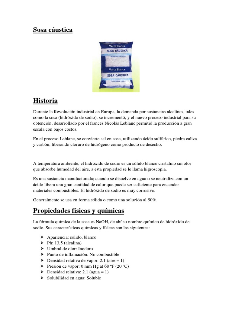 Sosa Cáustica | Hidróxido de sodio | Química